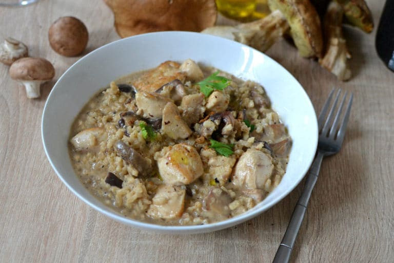 Risotto aux cèpes et poulet : la recette facile et faite maison ...